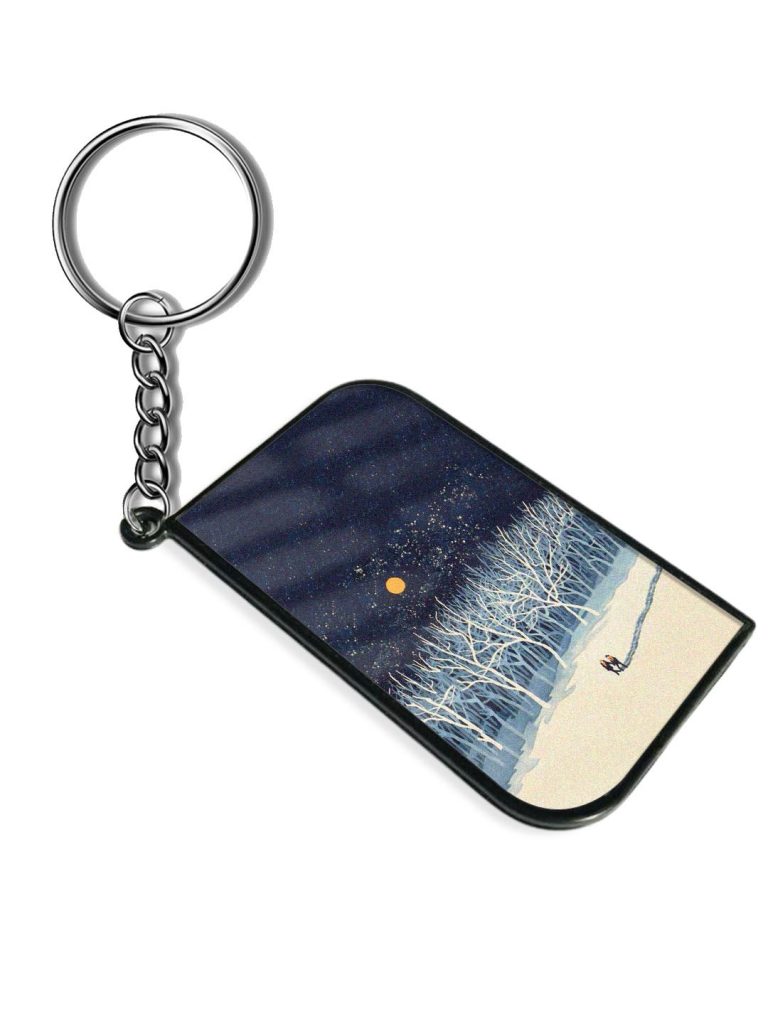 Buy Full Moon Snowshoe Tour Printed Curverectangle Keychain at ₹ 29 Only