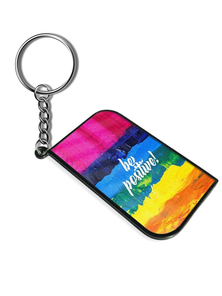 Buy Be Positive Colorful Printed Curverectangle Keychain at ₹ 29 Only