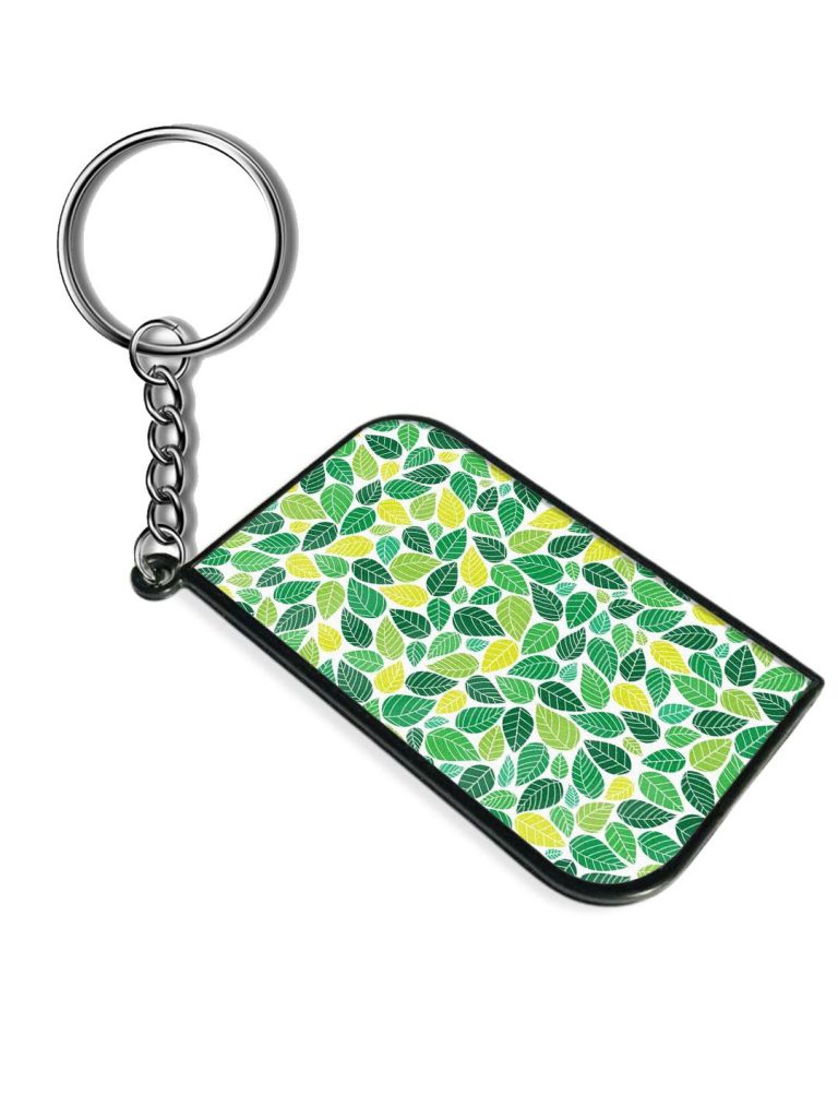 Buy Abstract Colorful Leaves Printed Curverectangle Keychain at ₹ 29 Only