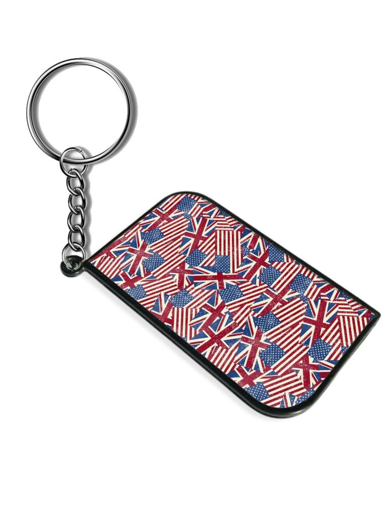 Buy Seamless Pattern Flags Printed Curverectangle Keychain at ₹ 29 Only