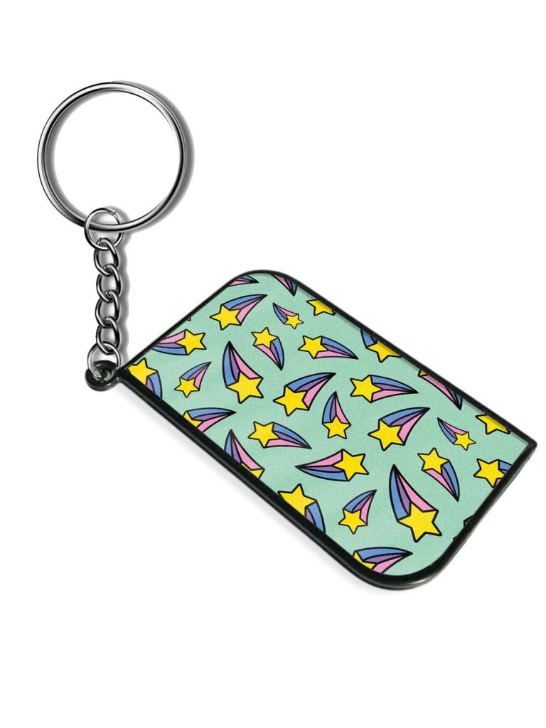 Buy Rainbow Shooting Star Printed Curverectangle Keychain at ₹ 29 Only
