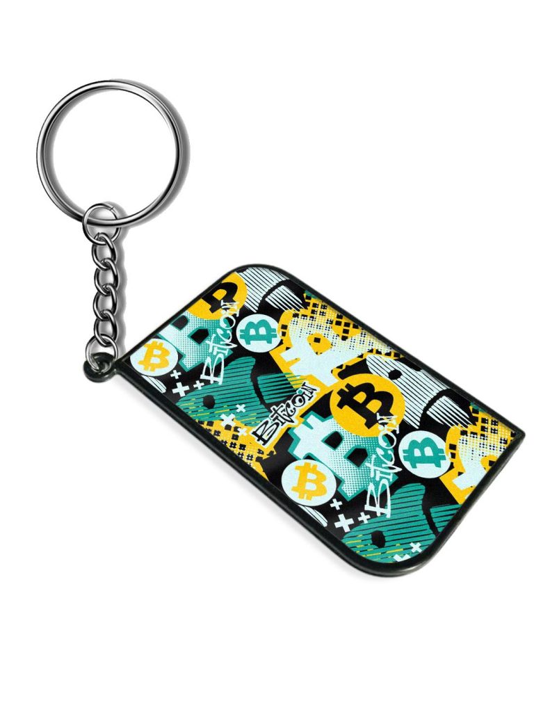 Buy Bitcoin Doodle Style Printed Curverectangle Keychain at ₹ 29 Only