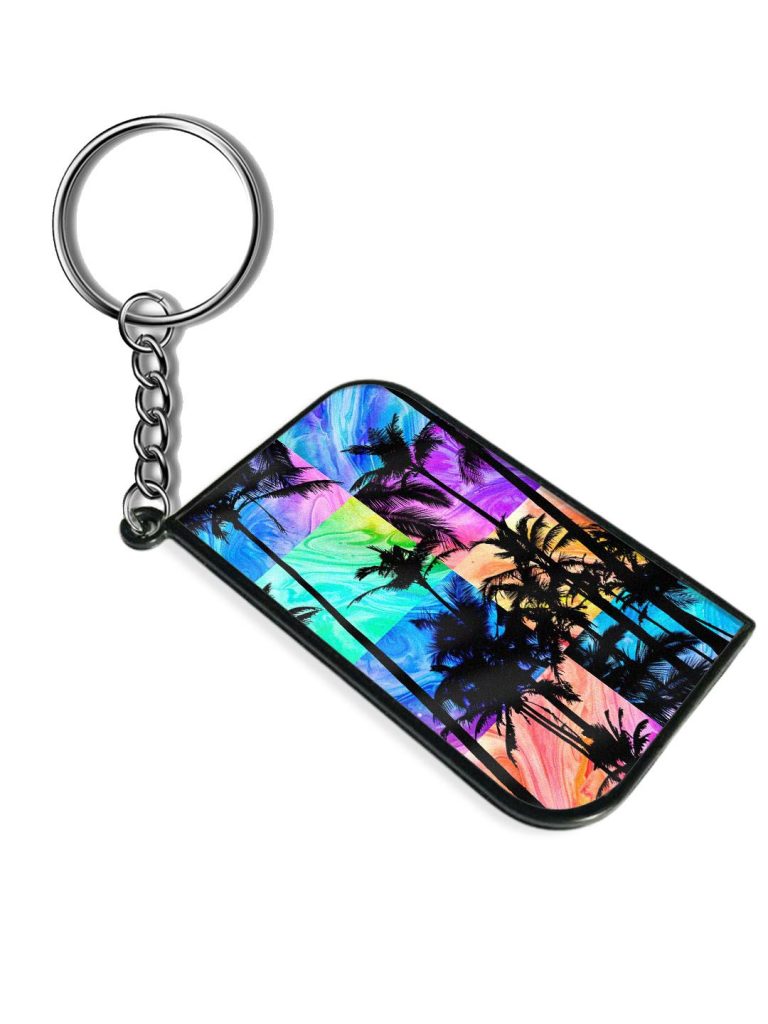 Buy Coconut Tree With Printed Curverectangle Keychain at ₹ 29 Only