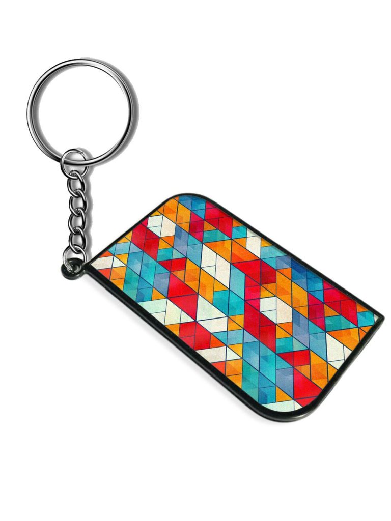 Buy Colored Mosaic Pattern Printed Curverectangle Keychain at ₹ 29 Only