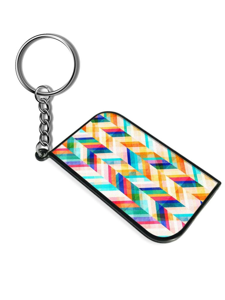 Buy Colored Zig Zag Seamless Printed Curverectangle Keychain at ₹ 29 Only