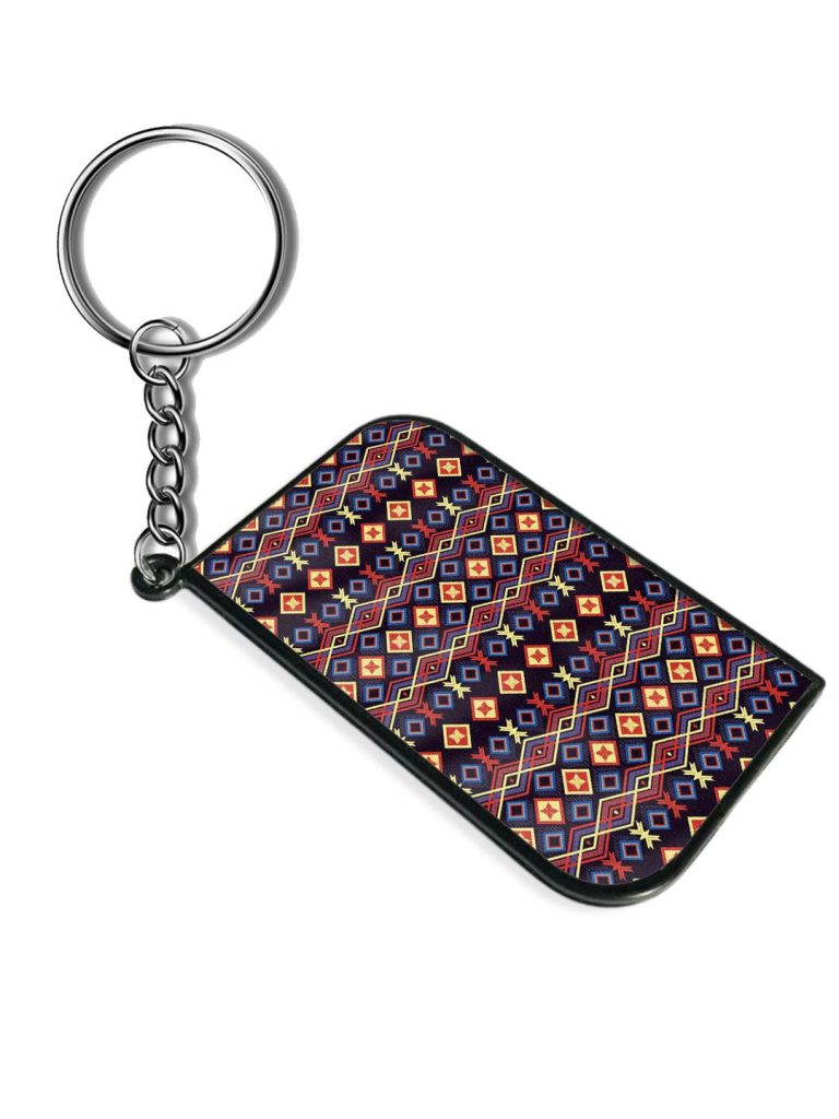 Buy Geometric Mosaic Train Printed Curverectangle Keychain at ₹ 29 Only