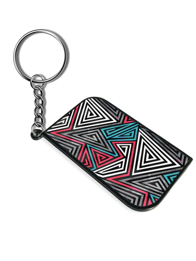 Buy Grunge Triangle Spirals Printed Curverectangle Keychain at ₹ 29 Only