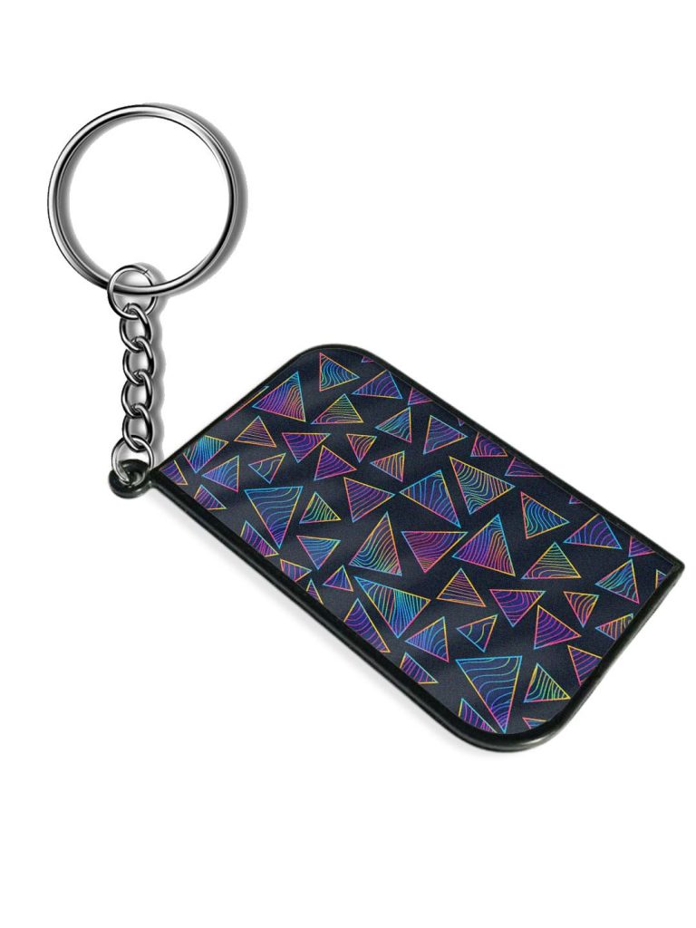 Buy Rainbow Triangles Neon Printed Curverectangle Keychain at ₹ 29 Only