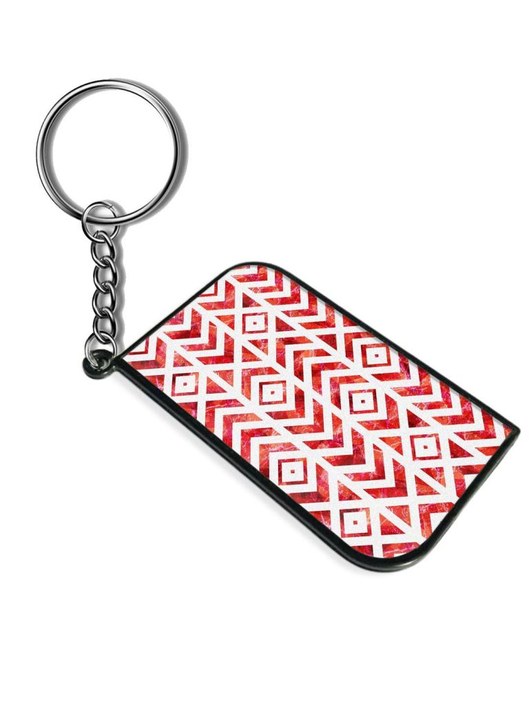 Buy Red Grunge Tribal Printed Curverectangle Keychain at ₹ 29 Only