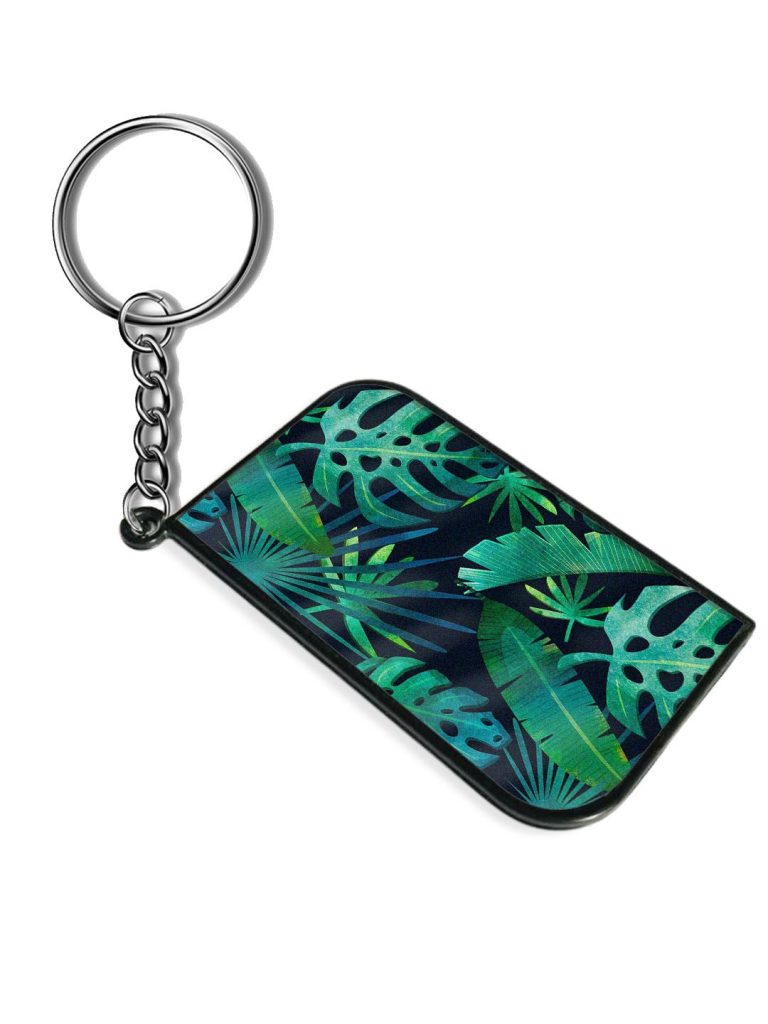 Buy Tropical Leaves Printed Curverectangle Keychain at ₹ 29 Only