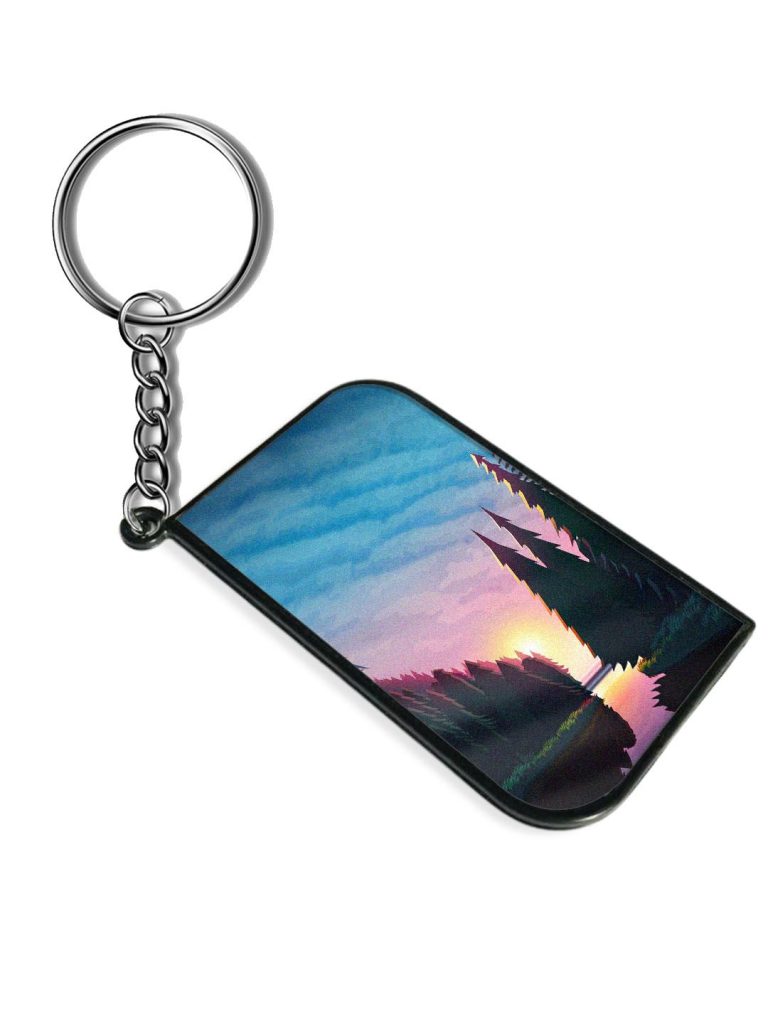 Buy River Forest Sunrise Printed Curverectangle Keychain at ₹ 29 Only