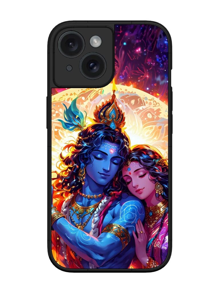 Buy Radha Krishna Art Glossy Metal Phone Cover for Apple Iphone 15 at ...