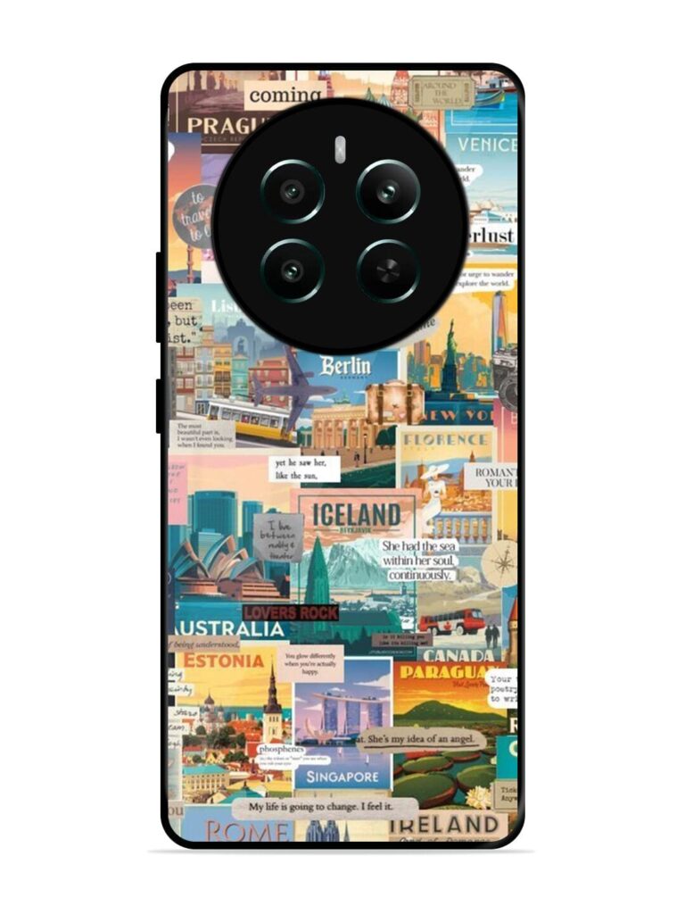 Buy Travel Inspiration Collage Glossy Metal Phone Cover for Realme P1 ...