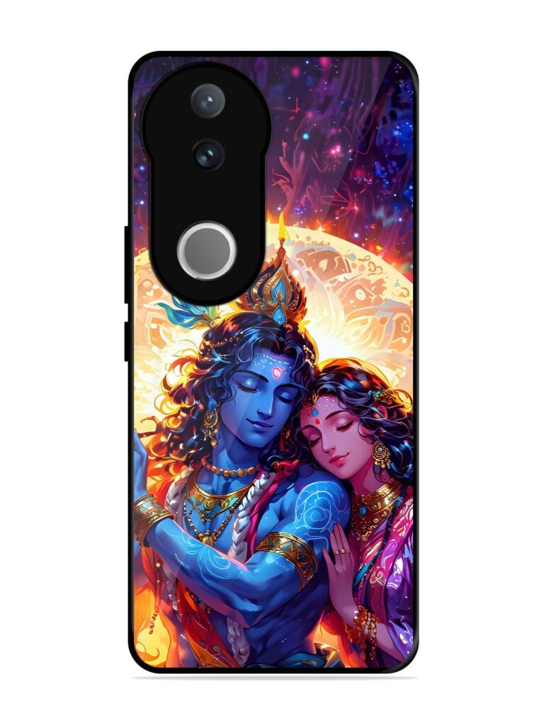 Radha Krishna Art Glossy Metal Phone Cover for Iqoo Z10R (5G) - Zapvi