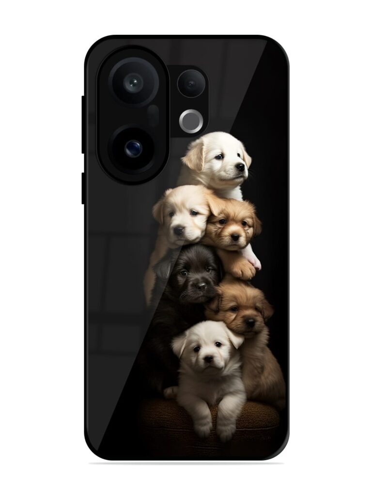 Cute Baby Dogs Glossy Metal Phone Cover for Vivo X200 FE (5G) - Zapvi