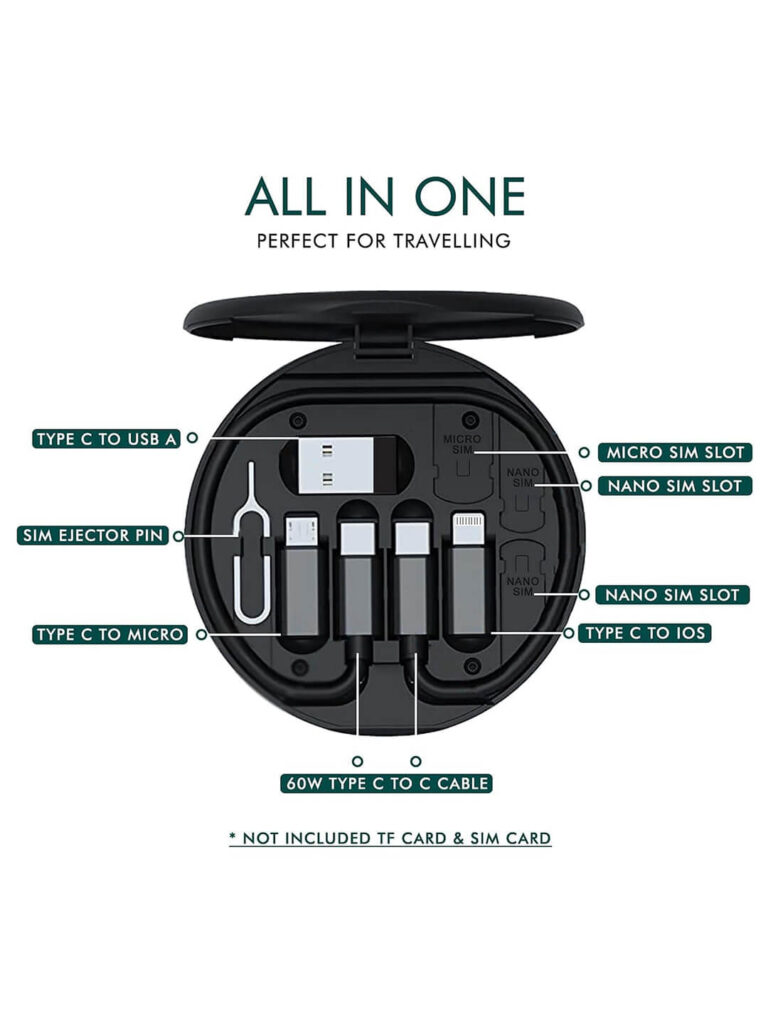 All in One 60W USB Fast Charging Travel Data Cable Set - Zapvi